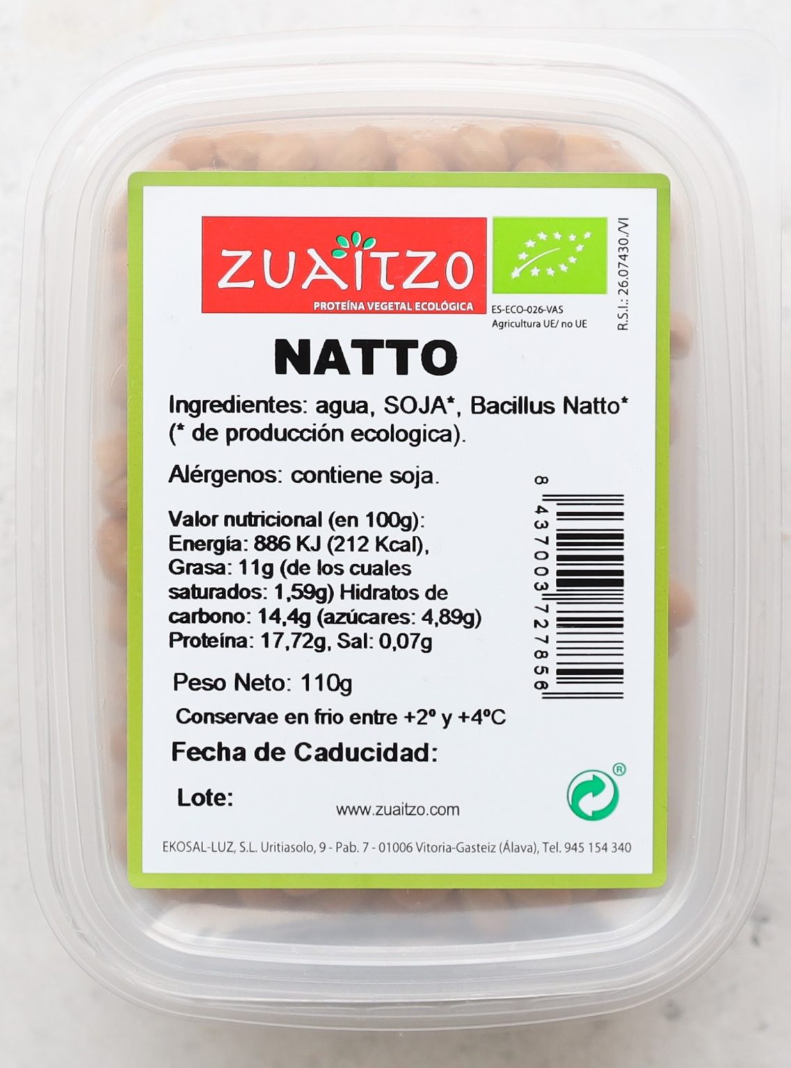 NATTO (SOJA FERMENTADA) BIO - ZUAITZO SABOR Y SALUD - Empresa ...